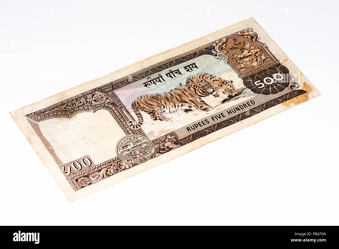 500 Nepalese rupee bank note. Nepalese rupee is the national currency ...