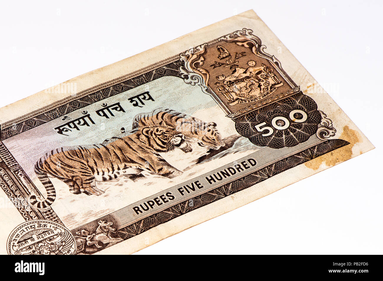 500 Nepalese rupee bank note. Nepalese rupee is the national currency ...