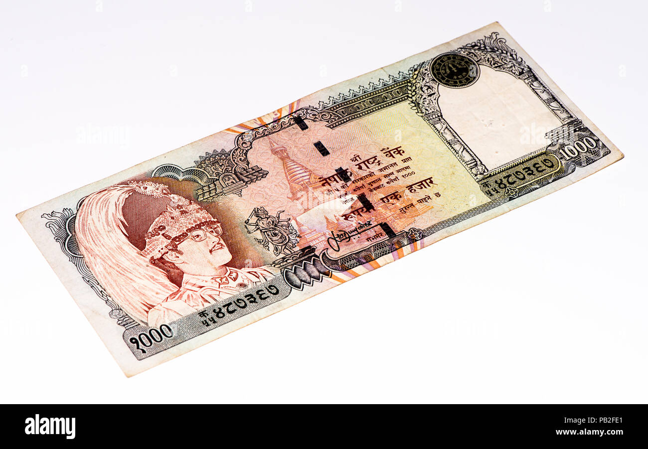 1000 Nepalese rupee bank note. Nepalese rupee is the national currency ...