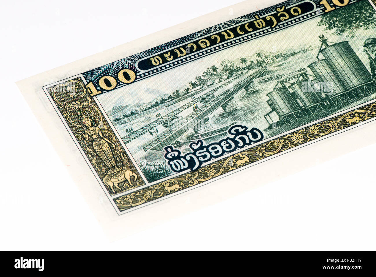 100 kip bank note. Kip is the national currency of Laos Stock Photo - Alamy
