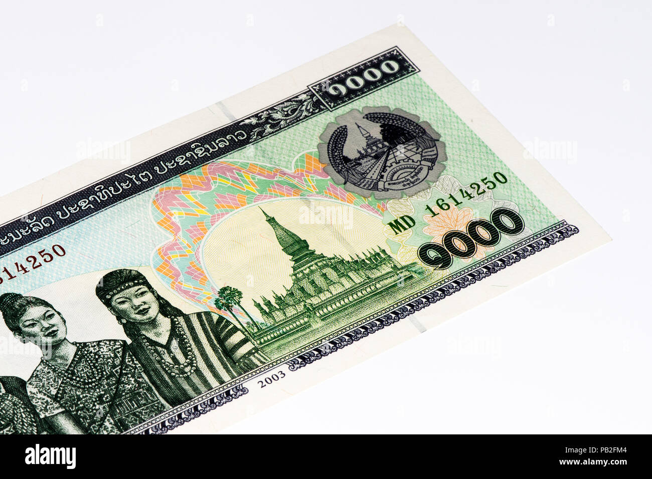 1000 kip bank note. Kip is the national currency of Laos Stock Photo ...