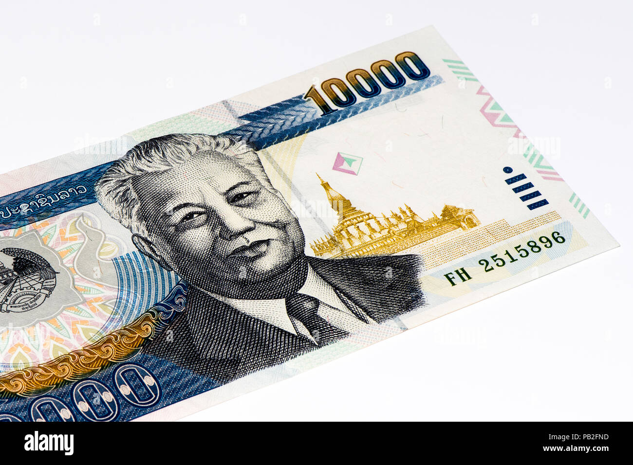 10000 kip bank note. Kip is the national currency of Laos Stock Photo ...
