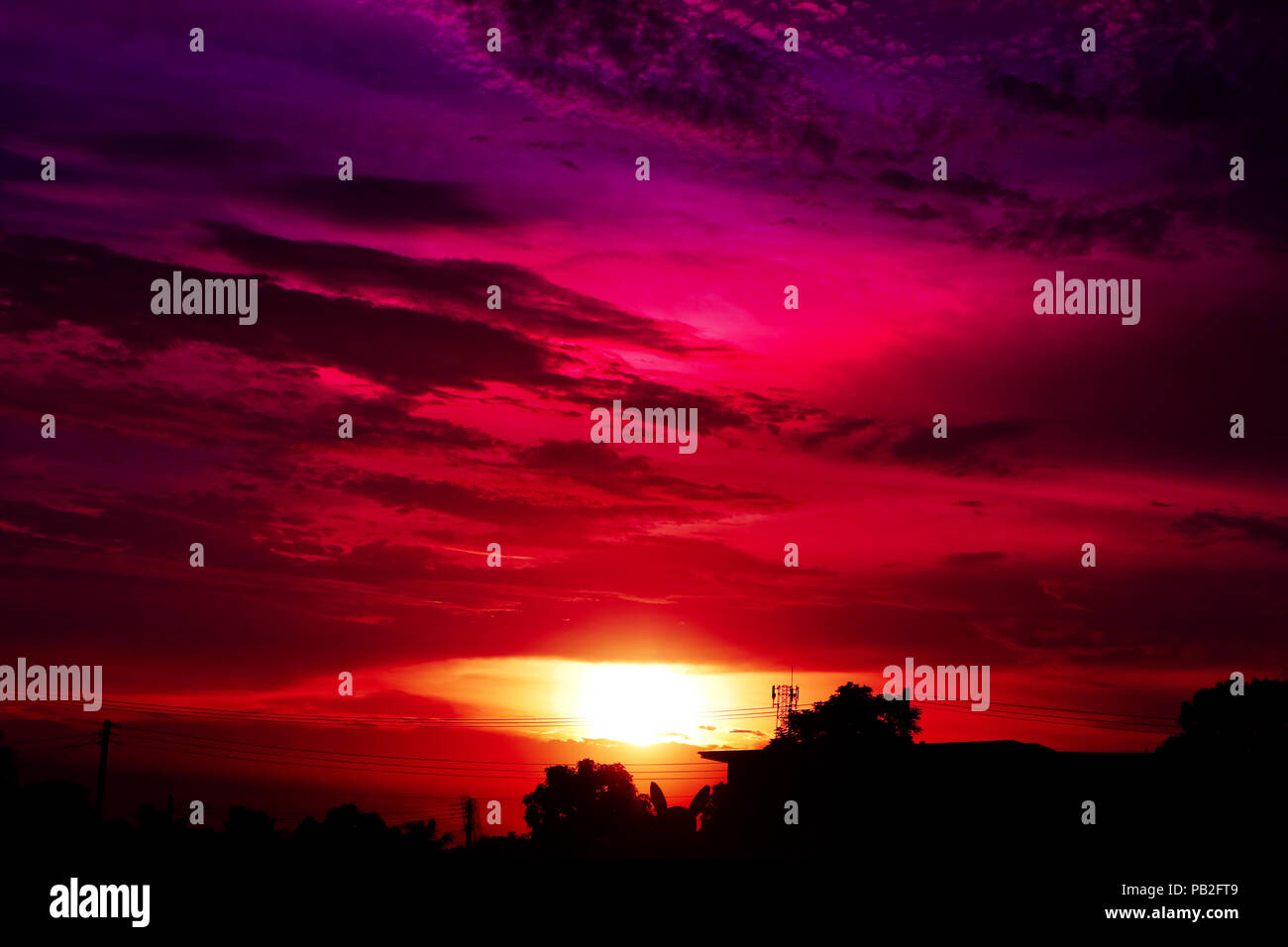 colorful of sunset sky and cloud in the evening after rain drop Stock ...