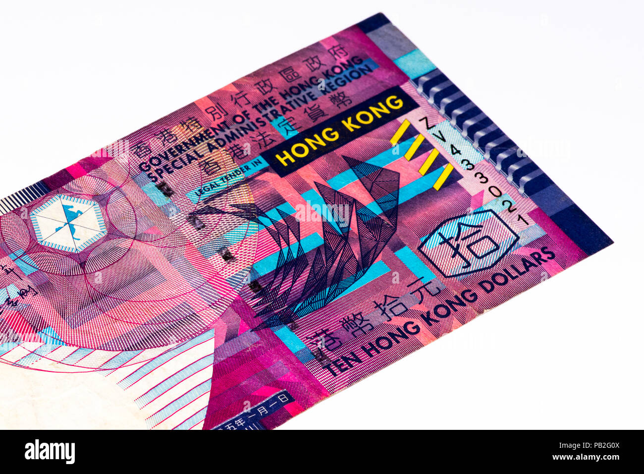 10 Hong Kong dollar bank note. Hong Kong dollar is the national ...