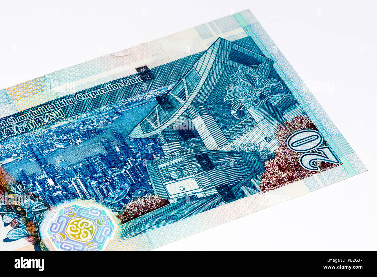 20 Hong Kong dollar bank note. Hong Kong dollar is the national ...