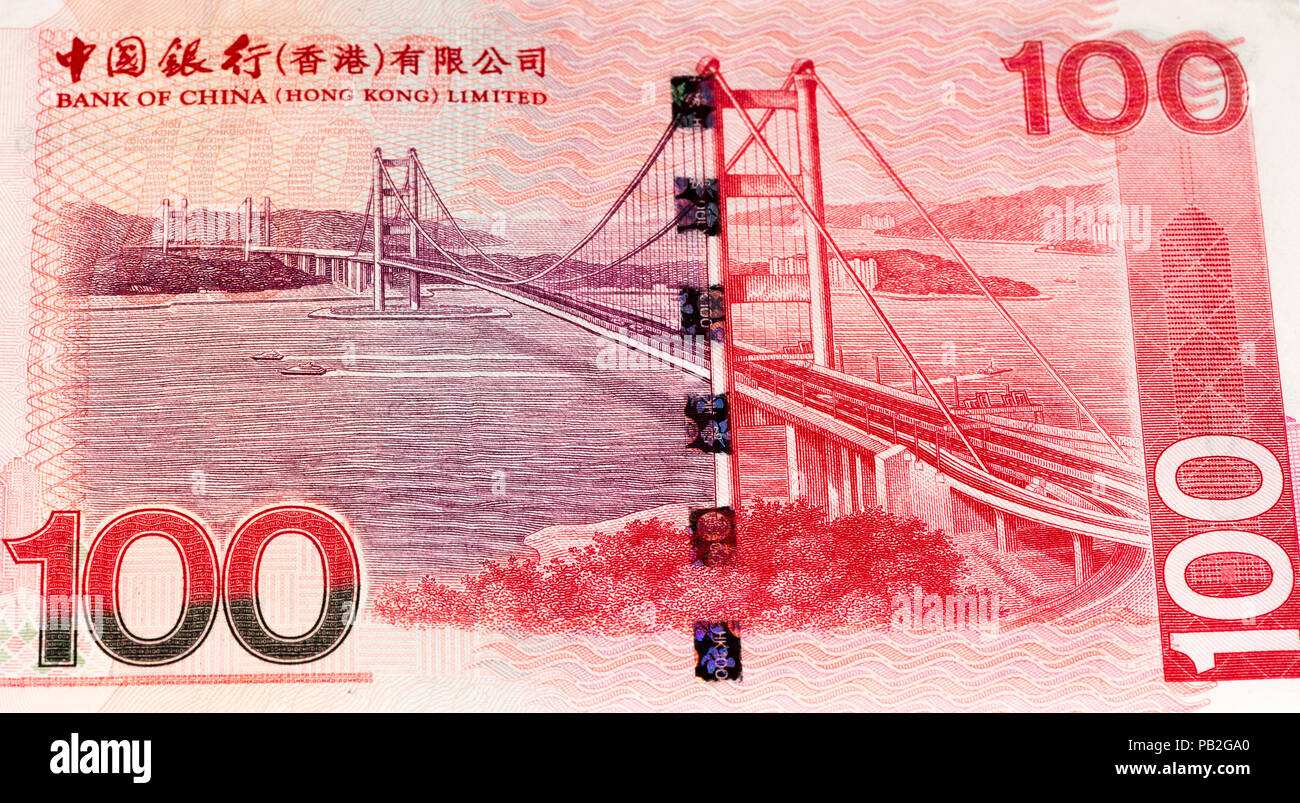 100 Hong Kong dollar bank note. Hong Kong dollar is the national ...