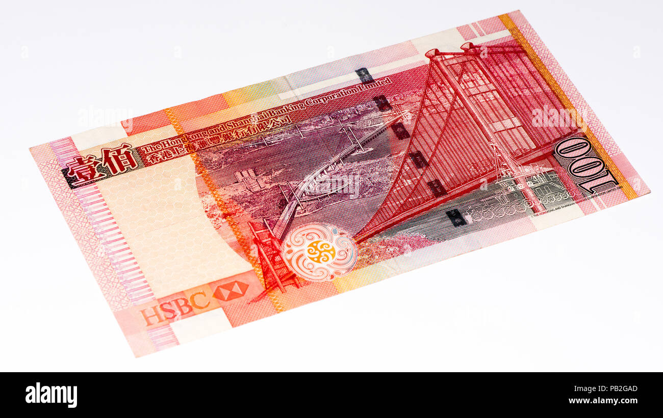 100 Hong Kong dollar bank note. Hong Kong dollar is the national ...