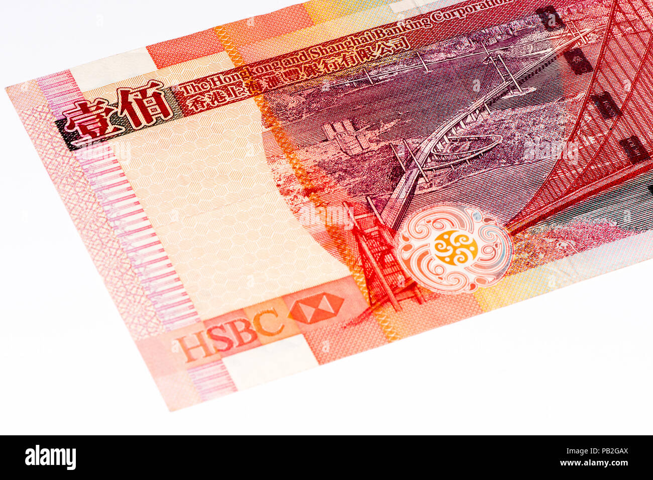 100 Hong Kong dollar bank note. Hong Kong dollar is the national ...