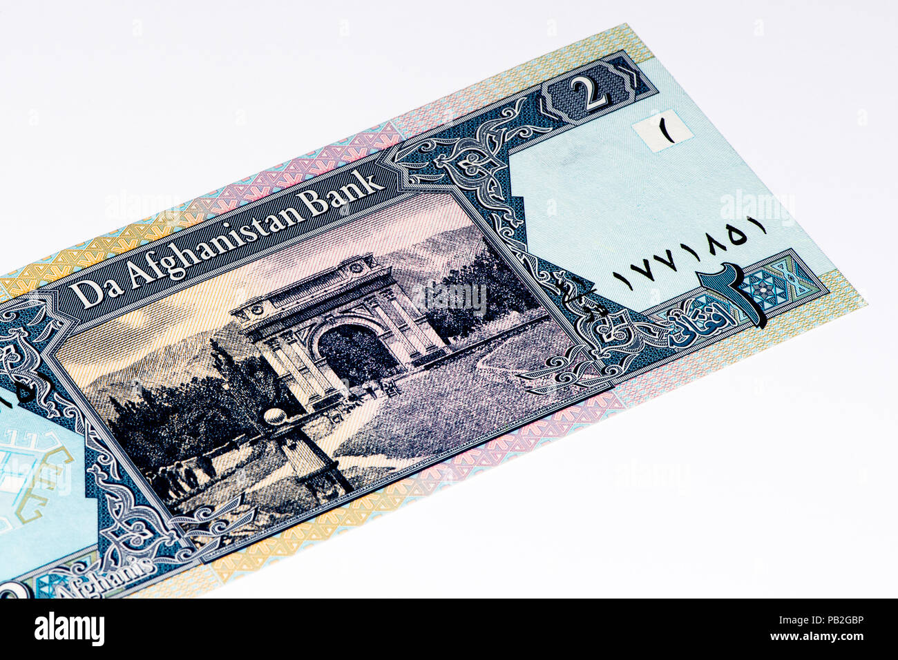 2 afghani bank note. Afgani is the national currency of Afghanistan ...
