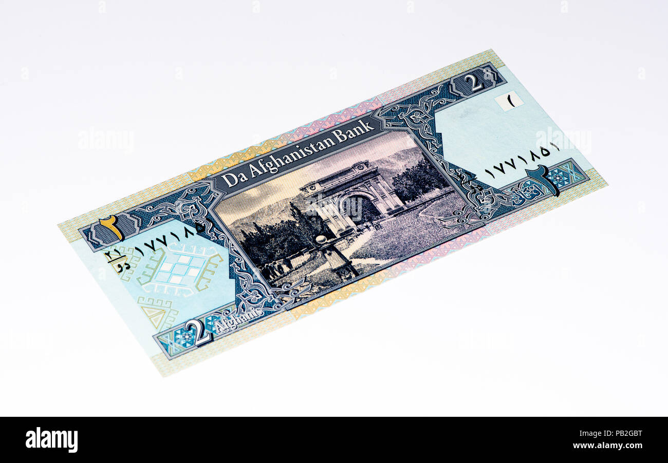 2 afghani bank note. Afgani is the national currency of Afghanistan ...