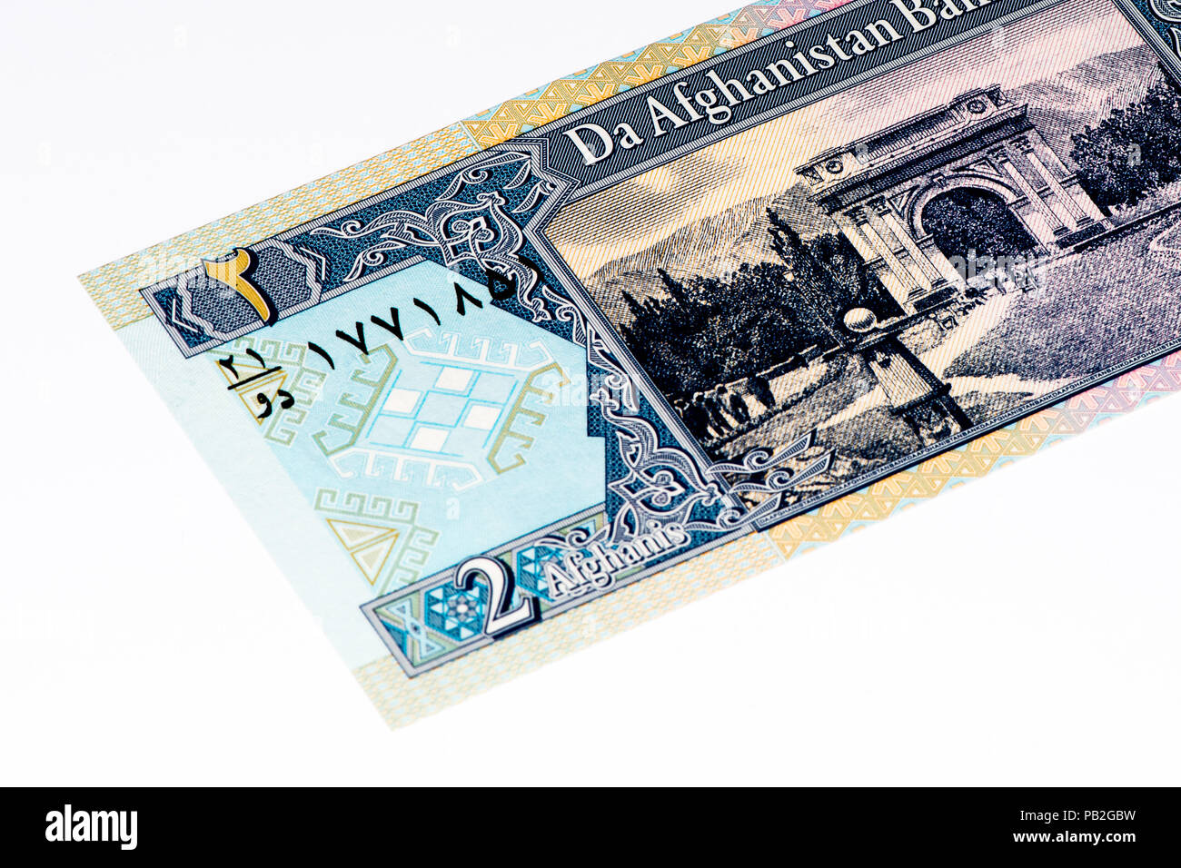 2 afghani bank note. Afgani is the national currency of Afghanistan ...