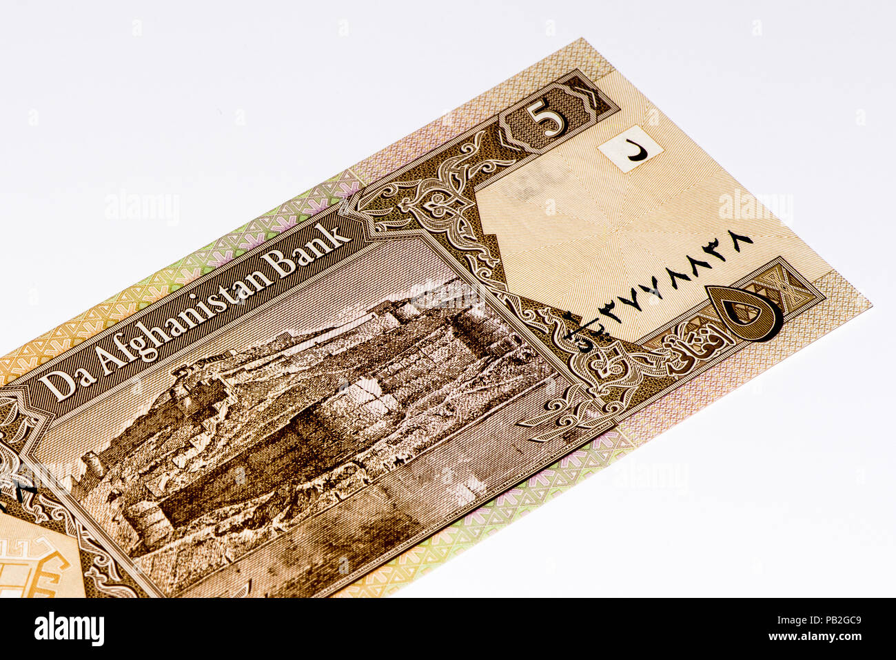 5 afghani bank note. Afghani is the national currency of Afghanistan ...