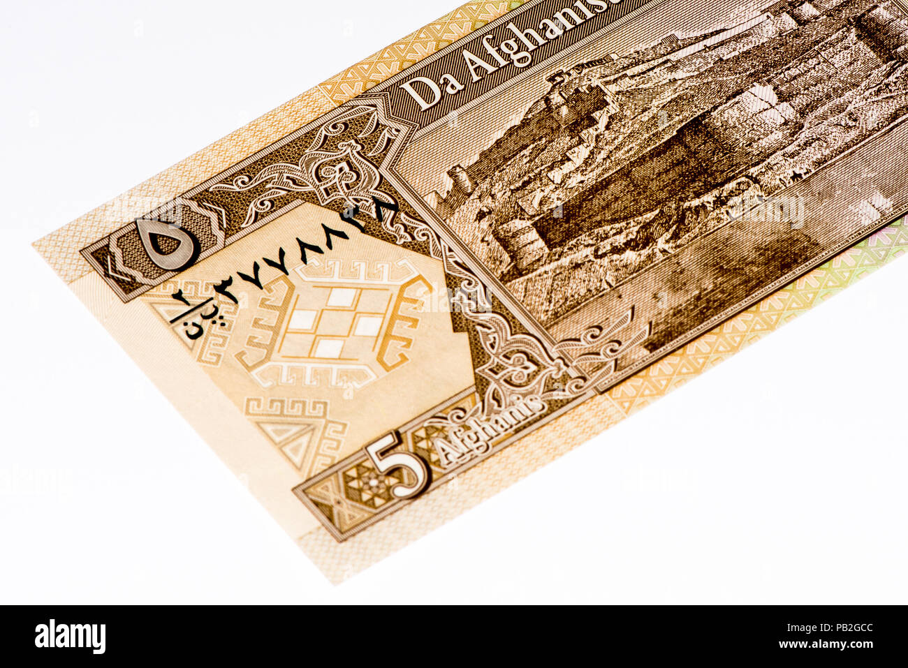 5 afghani bank note. Afghani is the national currency of Afghanistan ...