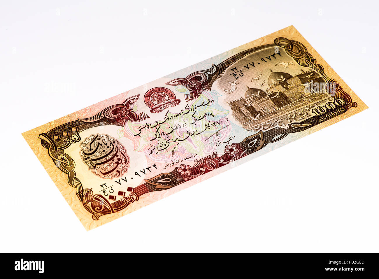 1000 afghani bank note. Afghani is the national currency of Afghanistan ...