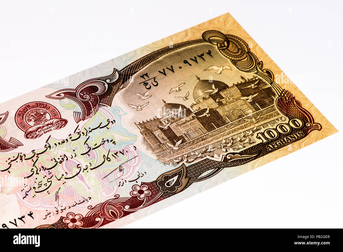 1000 afghani bank note. Afghani is the national currency of Afghanistan ...