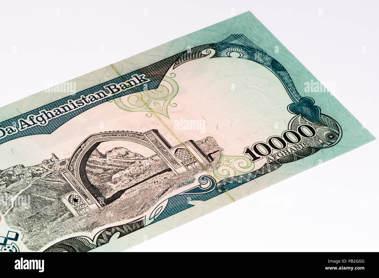 10000 afghani bank note. Afghani is the national currency of ...