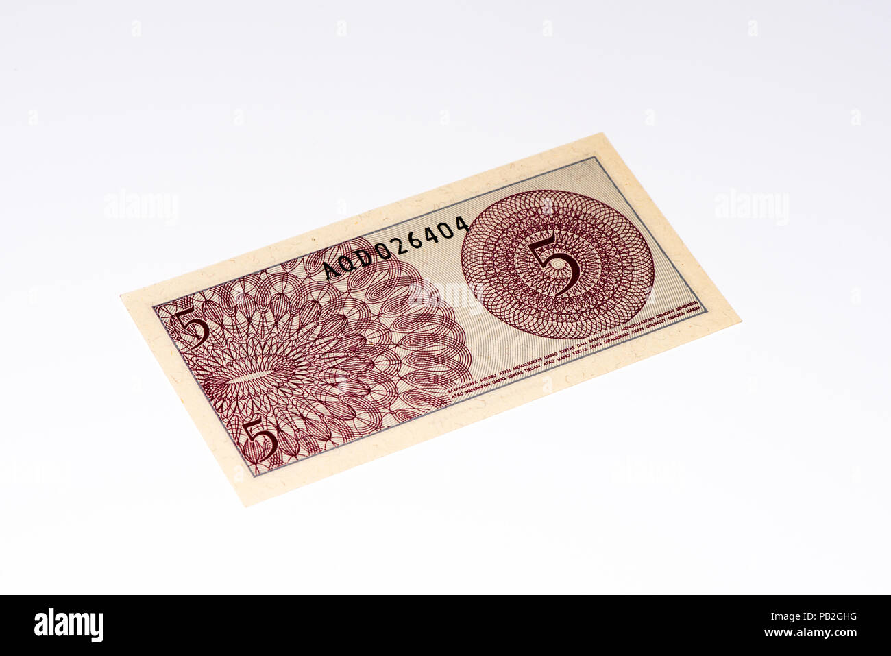 5 sen bank note. Sen is the former currency of Indonesia Stock Photo ...