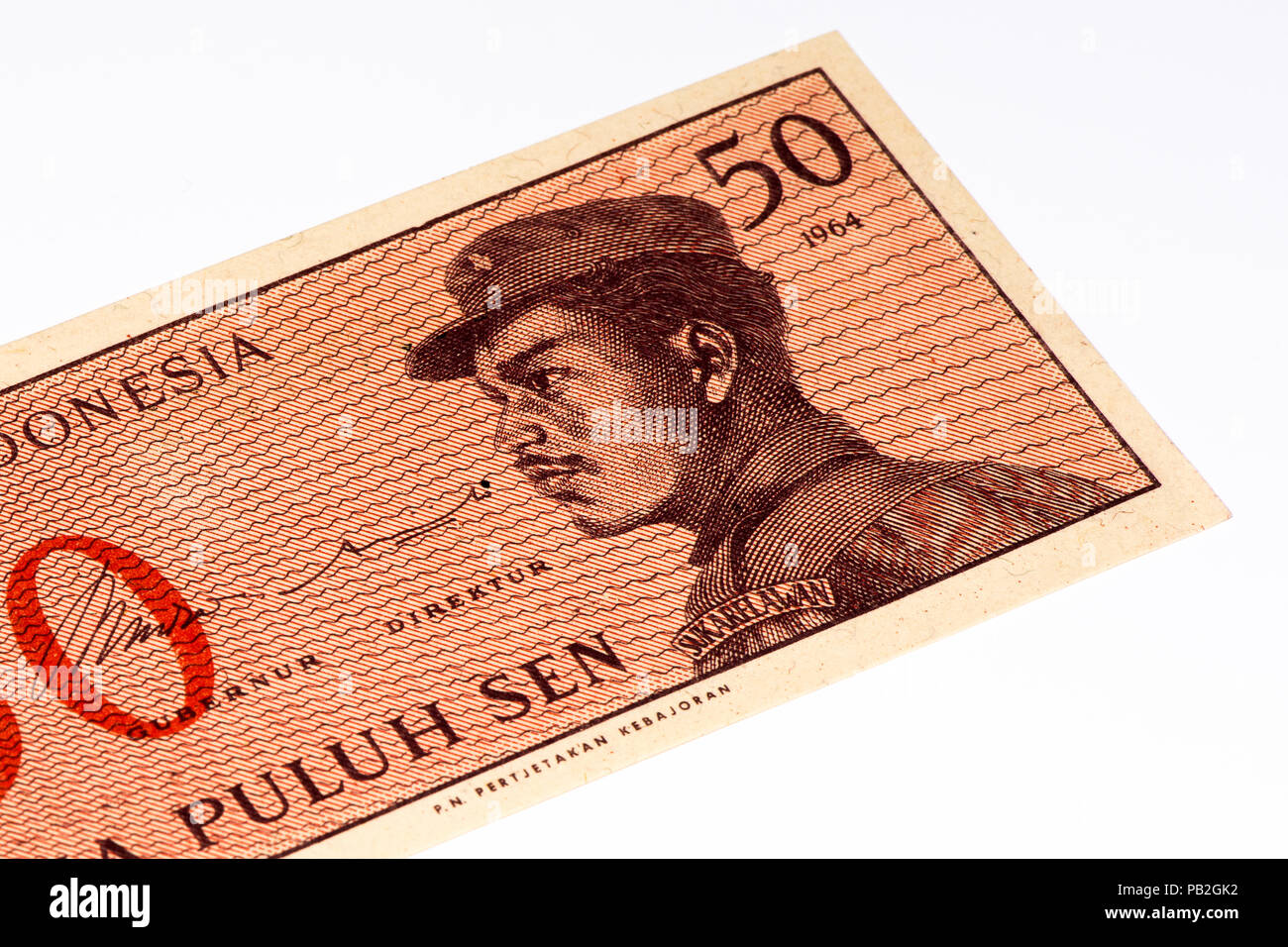 50 sen bank note. Sen is the former currency of Indonesia Stock Photo ...