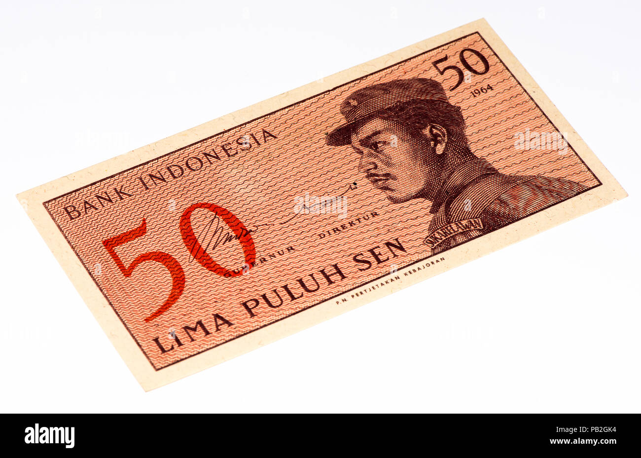 50 sen bank note. Sen is the former currency of Indonesia Stock Photo ...