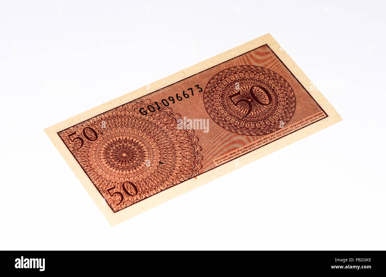 50 sen bank note. Sen is the former currency of Indonesia Stock Photo ...