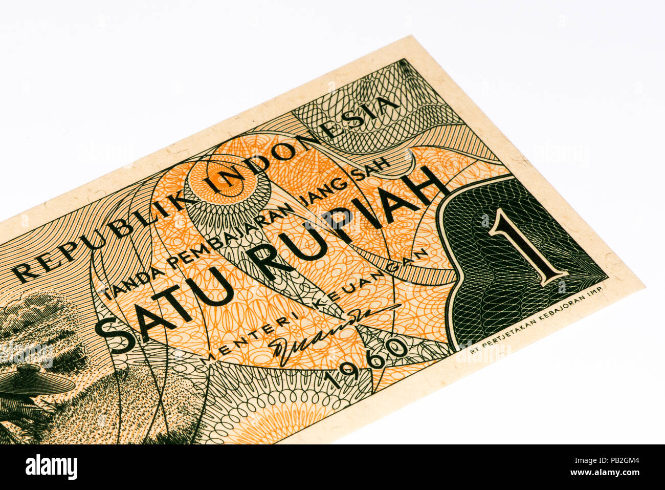 1 rupiah bank note. Rupiah is the national currency of Indonesia Stock ...
