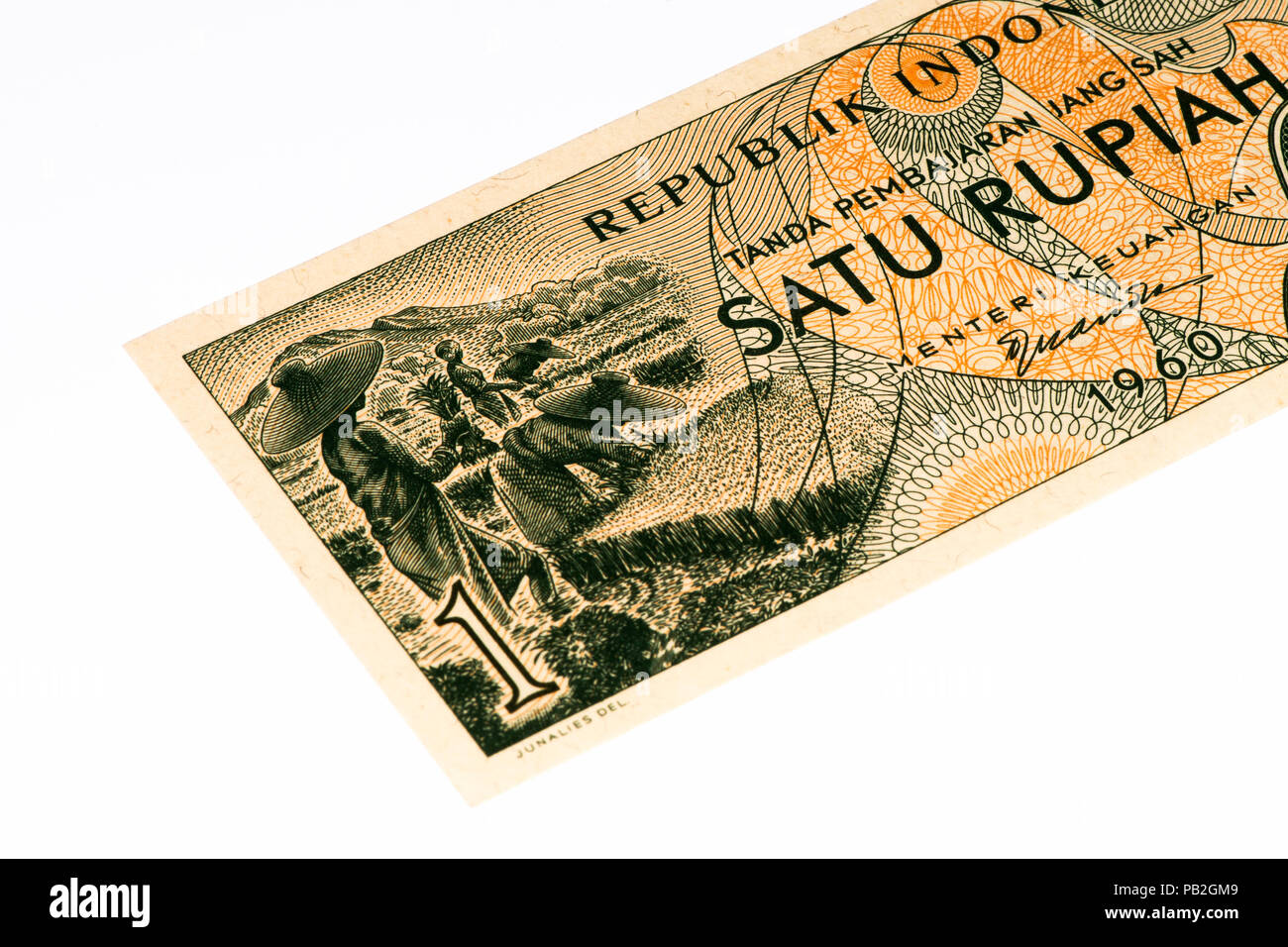 1 rupiah bank note. Rupiah is the national currency of Indonesia Stock ...