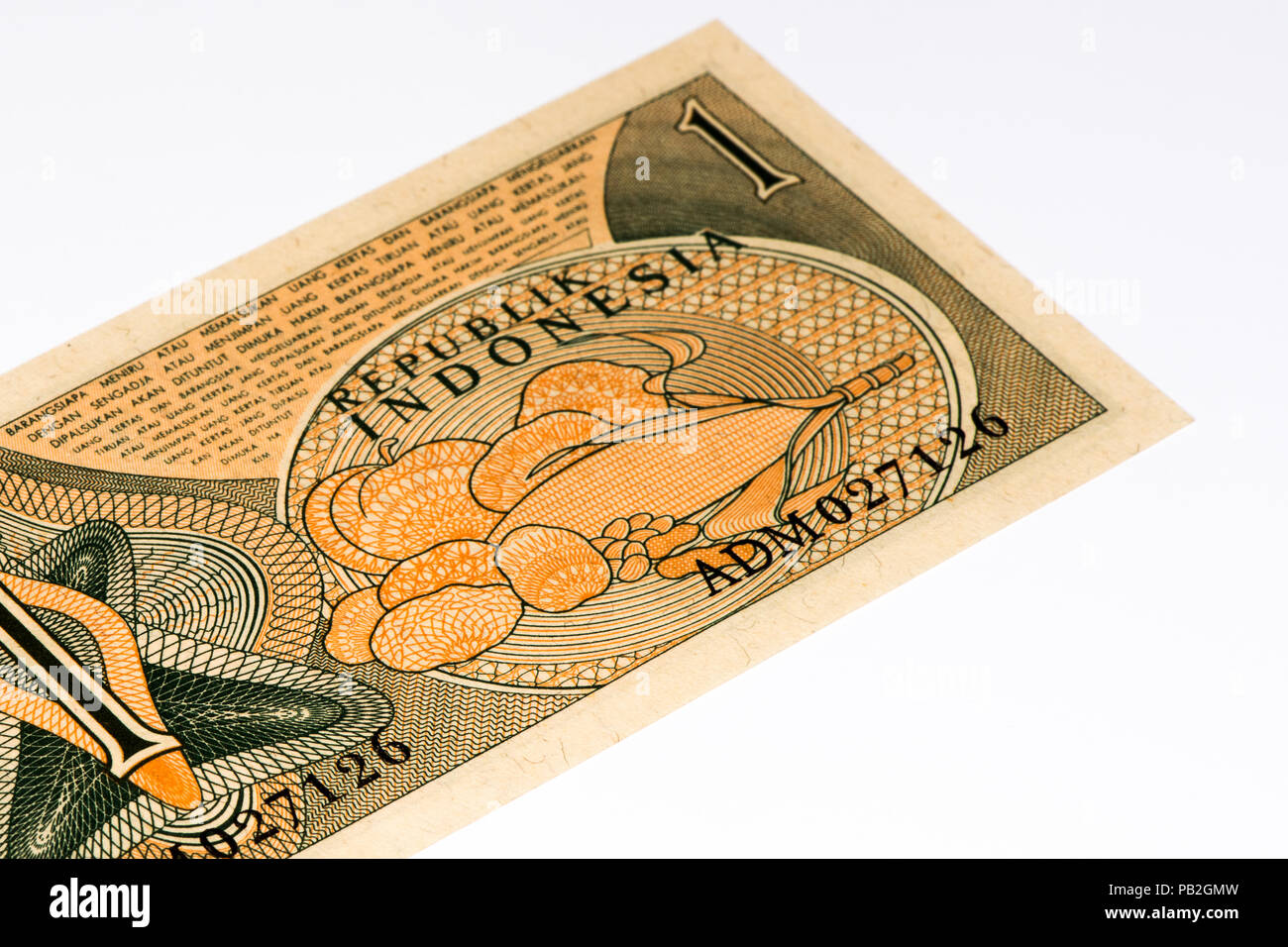 1 rupiah bank note. Rupiah is the national currency of Indonesia Stock ...