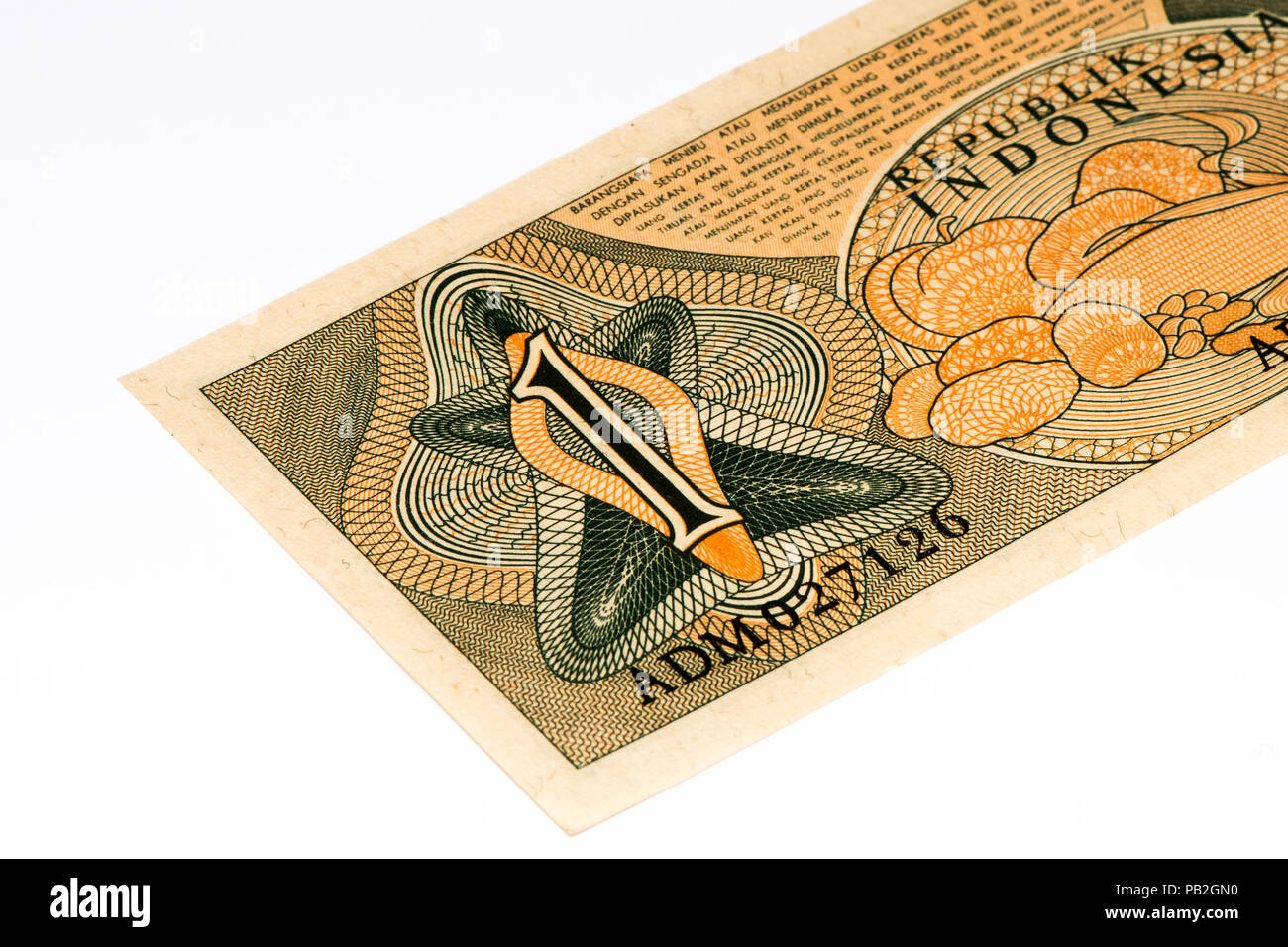 1 rupiah bank note. Rupiah is the national currency of Indonesia Stock ...