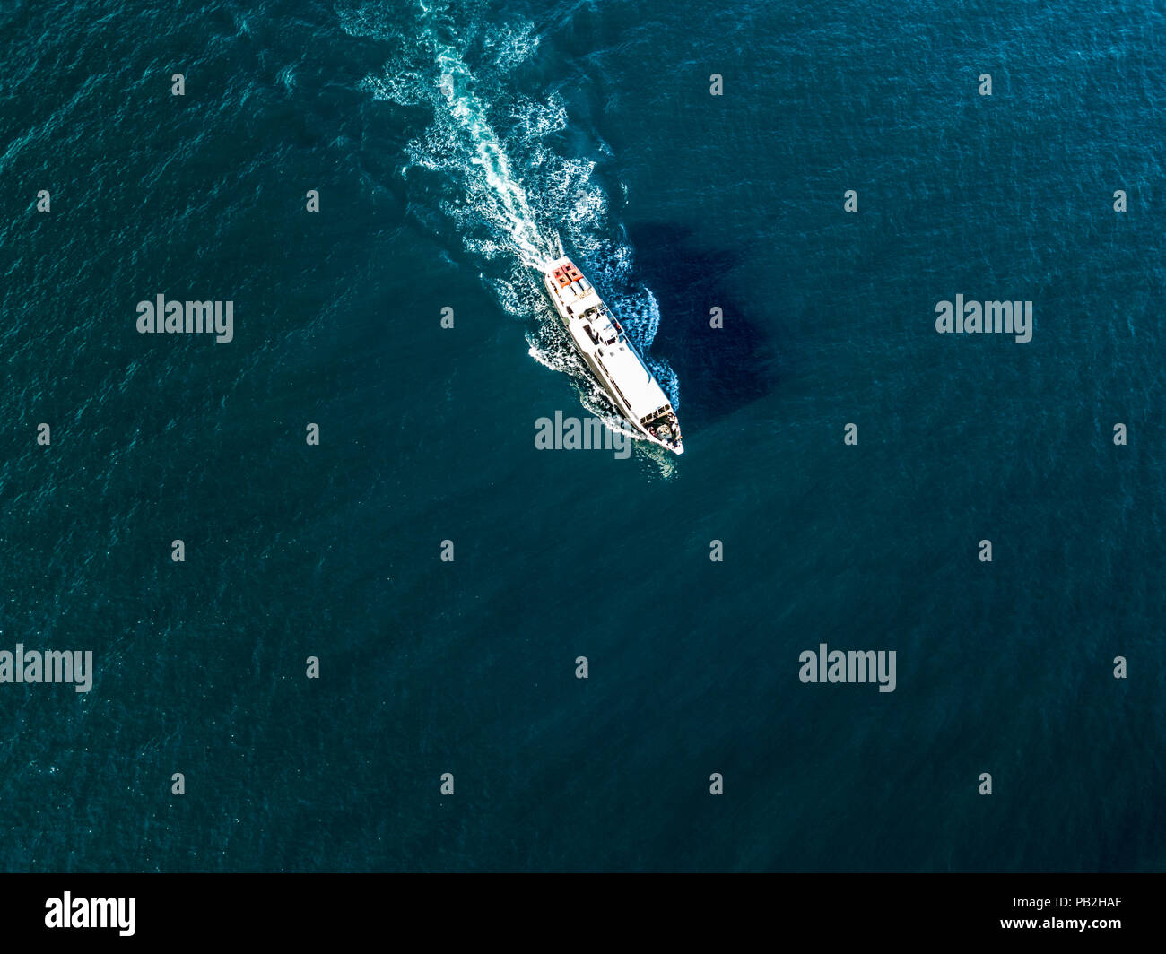 aerial view of cruise ship passing across the mediterranean sea ...