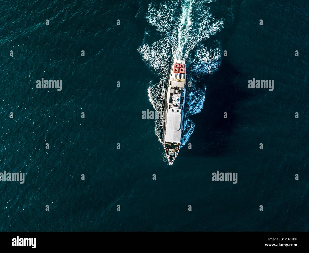 aerial view of cruise ship passing across the mediterranean sea ...