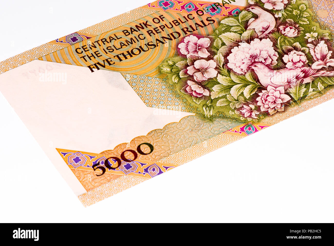 5000 Iranian rials bank note. Rial is the national currency of Iran ...