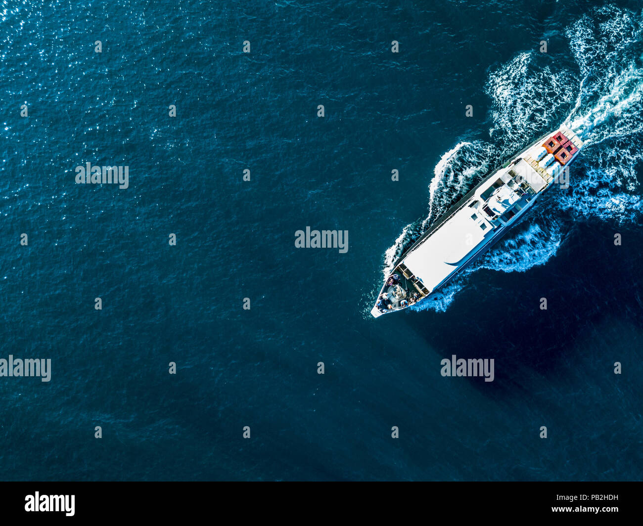 aerial view of cruise ship passing across the mediterranean sea ...