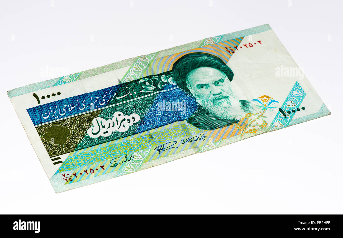10000 Iranian rials bank note. Rial is the national currency of Iran ...
