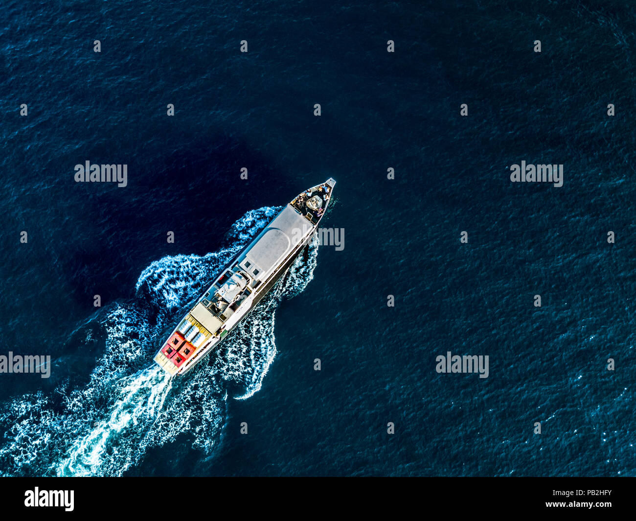 aerial view of cruise ship passing across the mediterranean sea ...