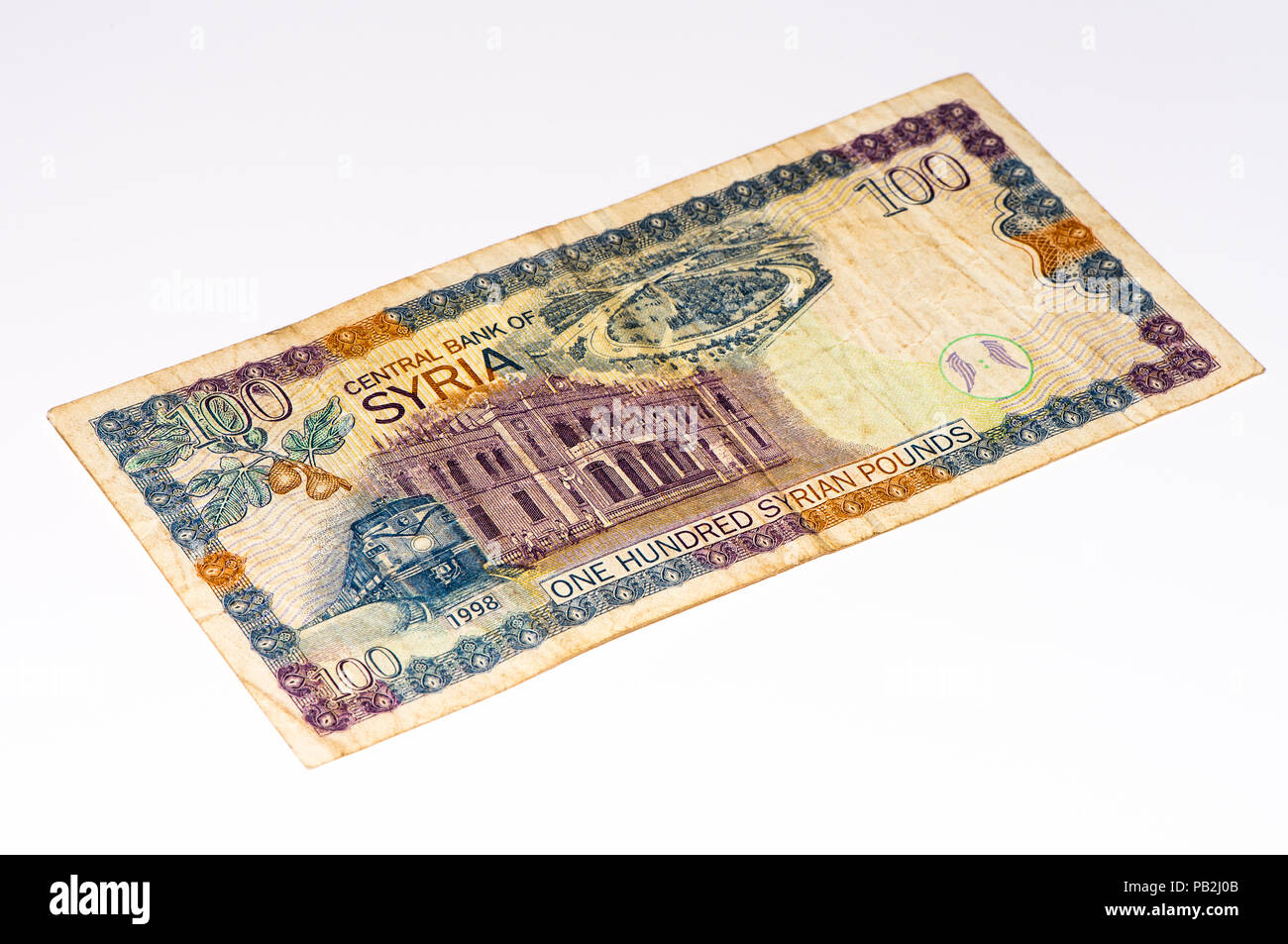 100 Syrian pounds banc note. Syrian pound is the national currency of ...