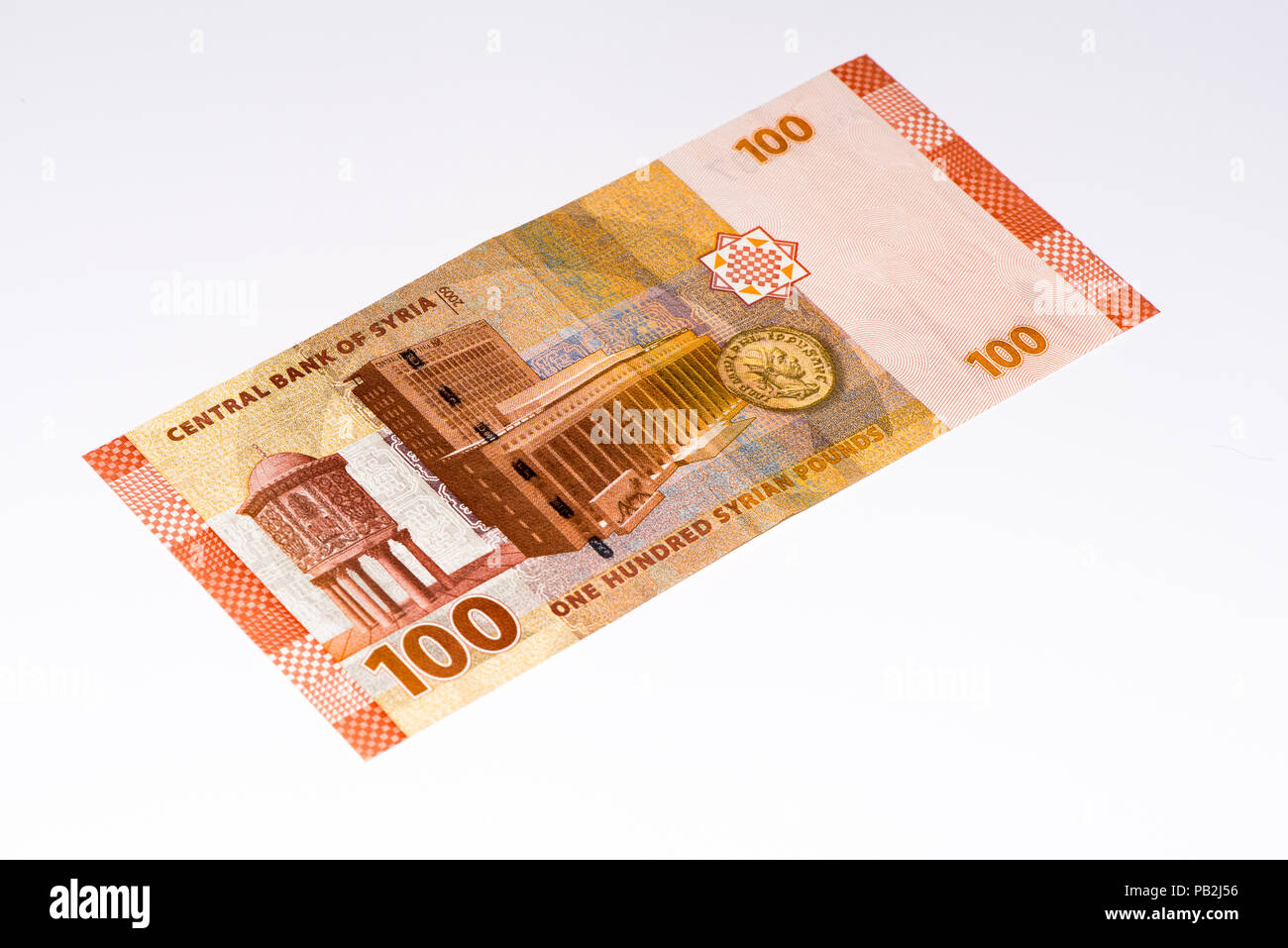 100 Syrian pounds banc note. Syrian pound is the national currency of ...