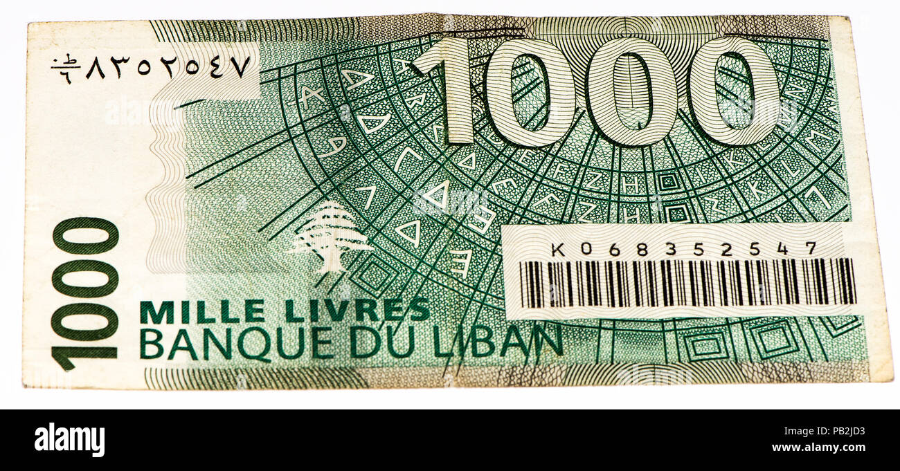 VELIKIE LUKI, RUSSIA - JULY 30, 2015: 1000 livre bank note. Livres is ...