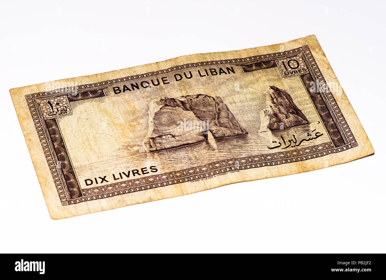 10 livre bank note. Livres is the national currency of Lebanon Stock ...