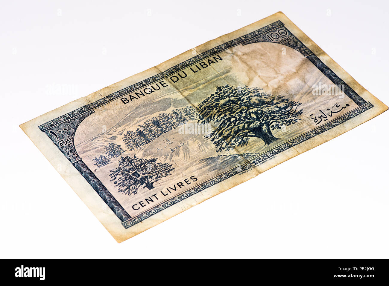 100 livre bank note. Livres is the national currency of Lebanon Stock ...