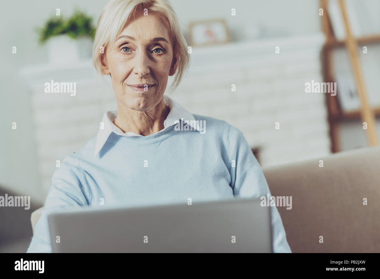 Attentive female person looking forward Stock Photo - Alamy