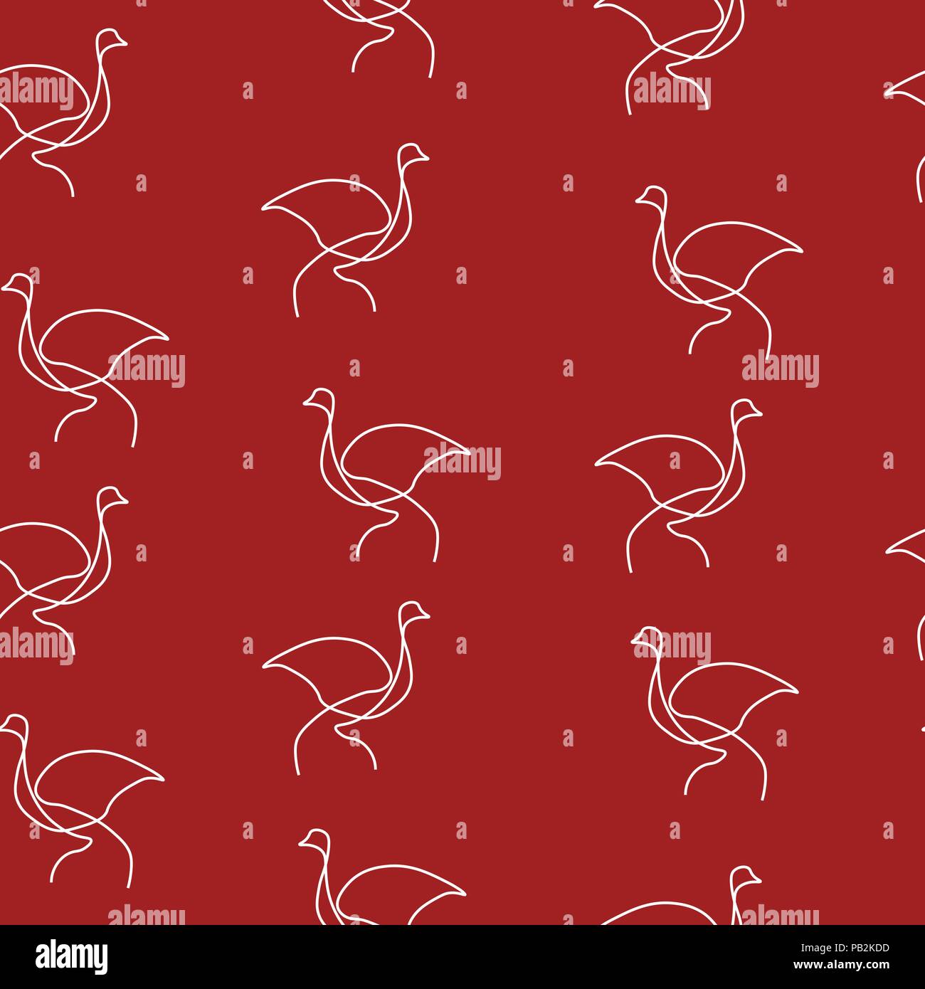 Ostrich bird animal pattern seamless. Vector illustration. Red ...