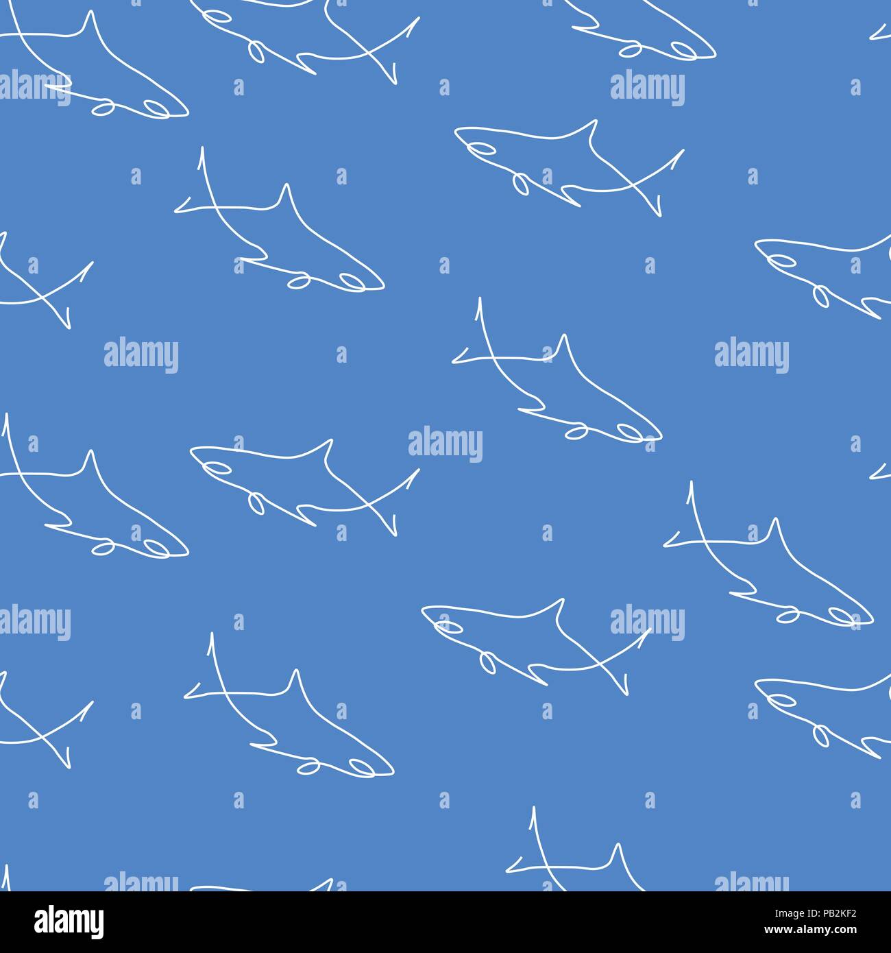 Shark pattern seamless. Vector illustration. Blue background Stock ...