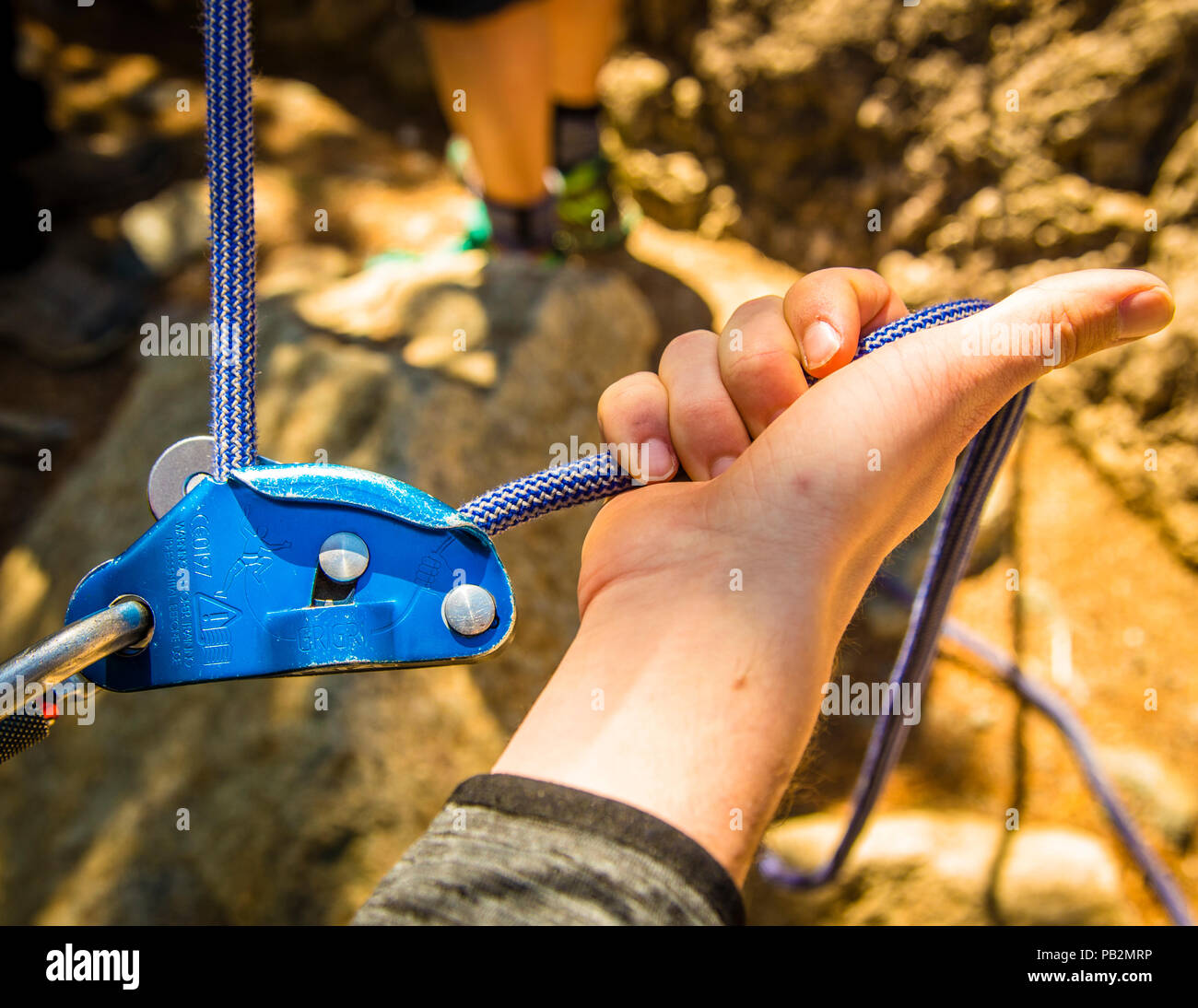 Grigri Catch by Petzl during Rockclimbing in Pontresina, Switzerland ...