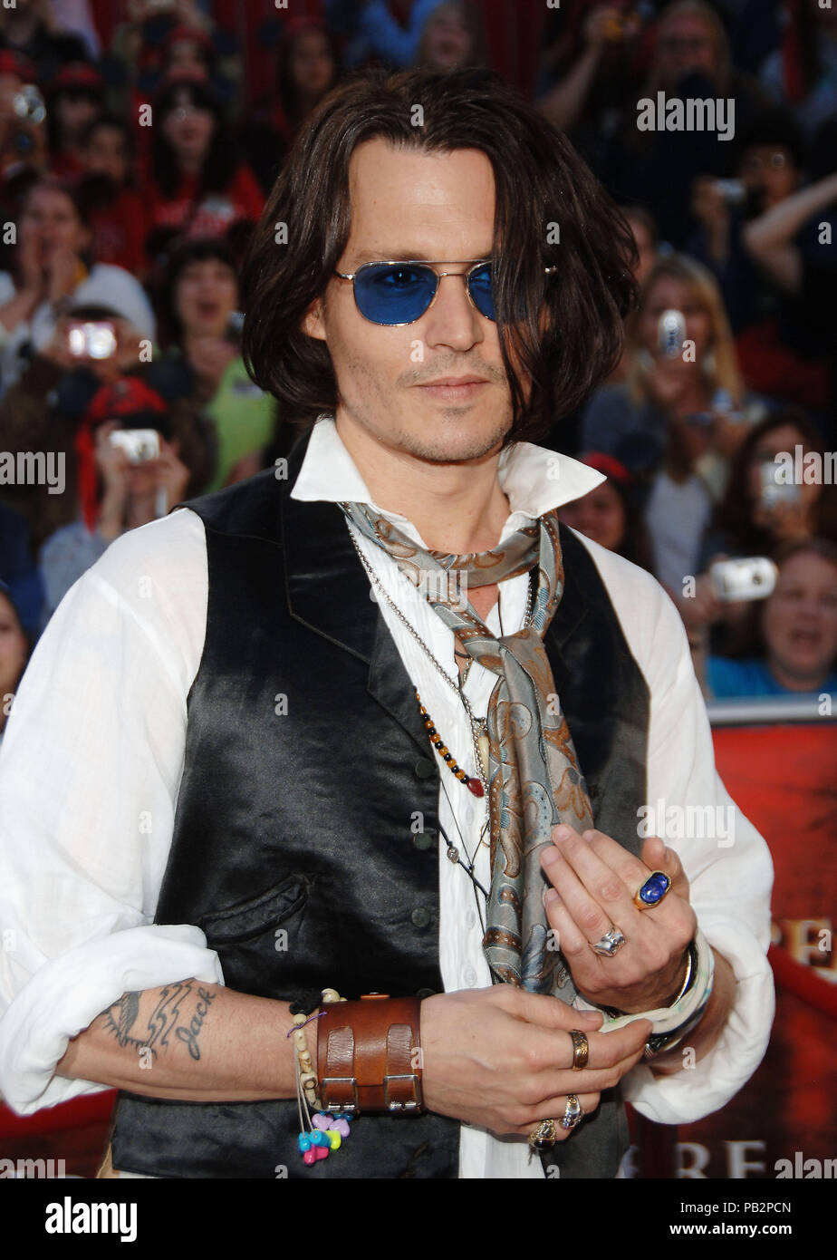 Johnny Depp arriving at the PIRATES of the CARIBBEAN, at Word End ...