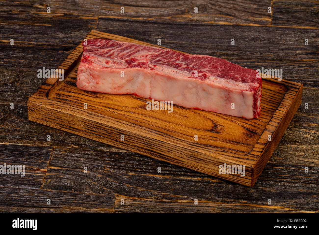 Raw beef steak Short Ribs Black Angus Stock Photo - Alamy