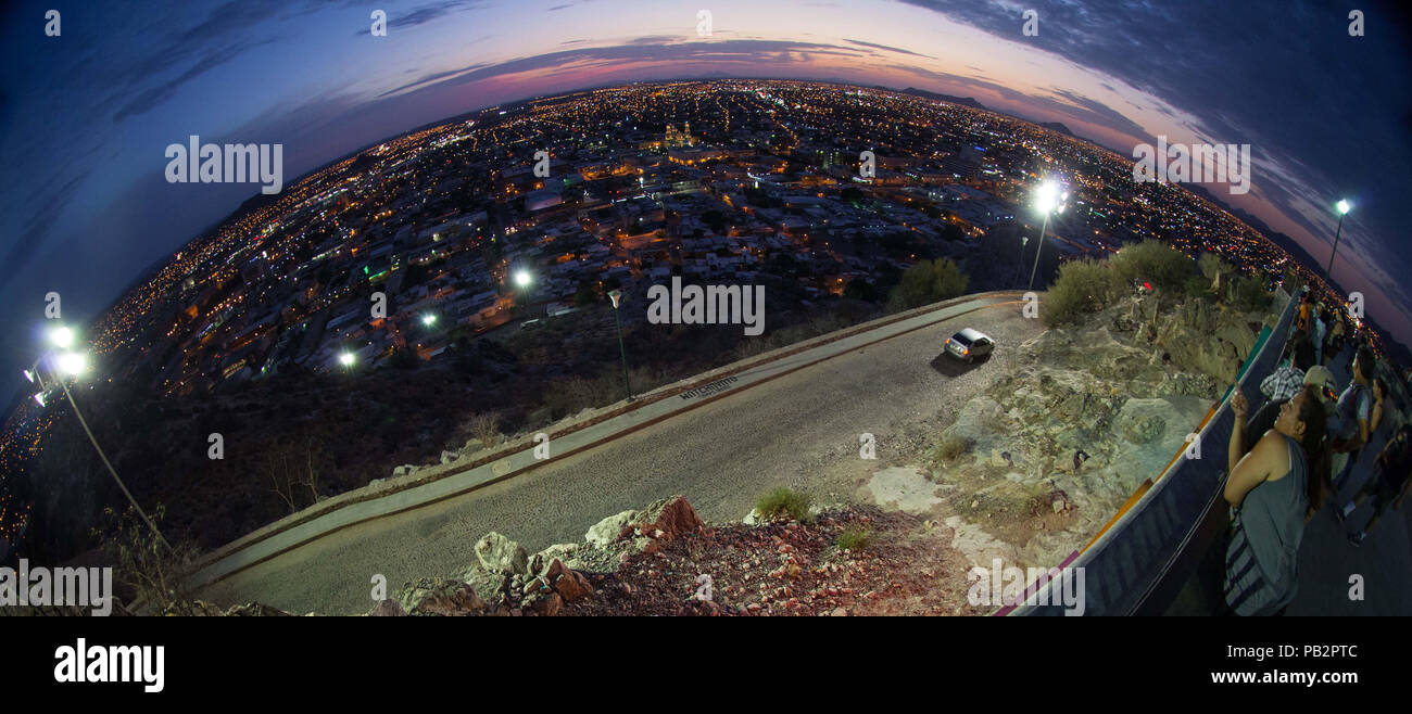 Panoramic view of Hermosillo at dusk, capital city of the state of ...