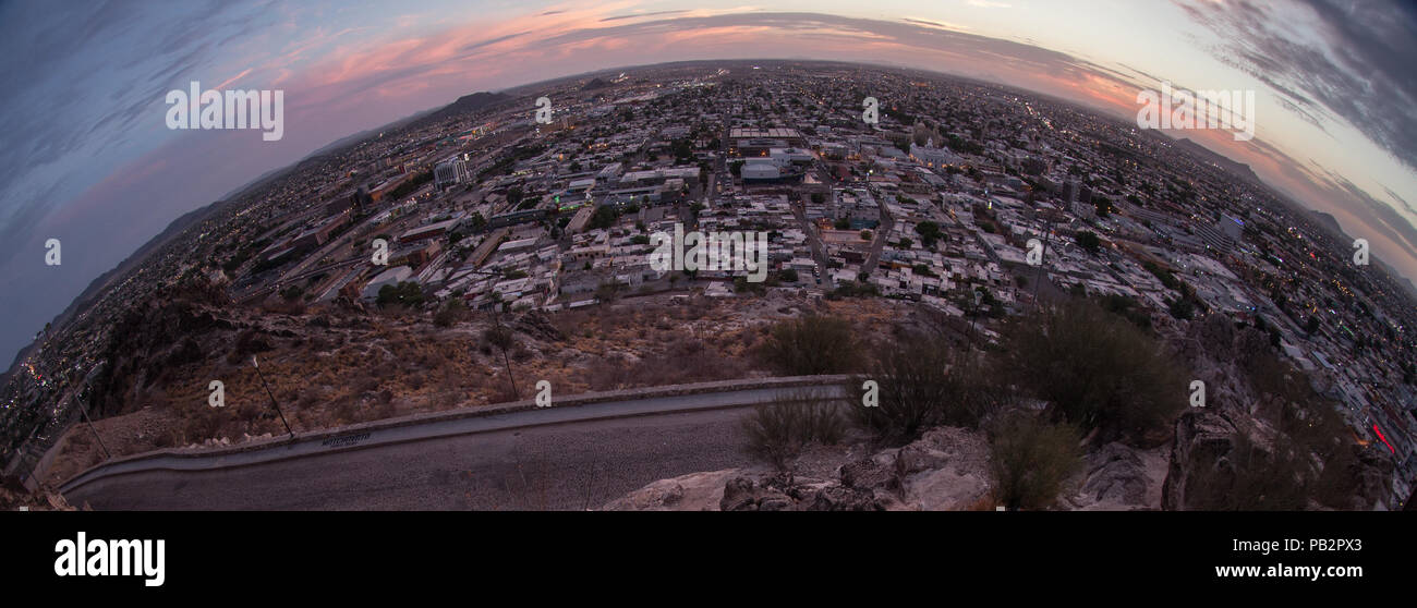 Panoramic view of Hermosillo at dusk, capital city of the state of ...