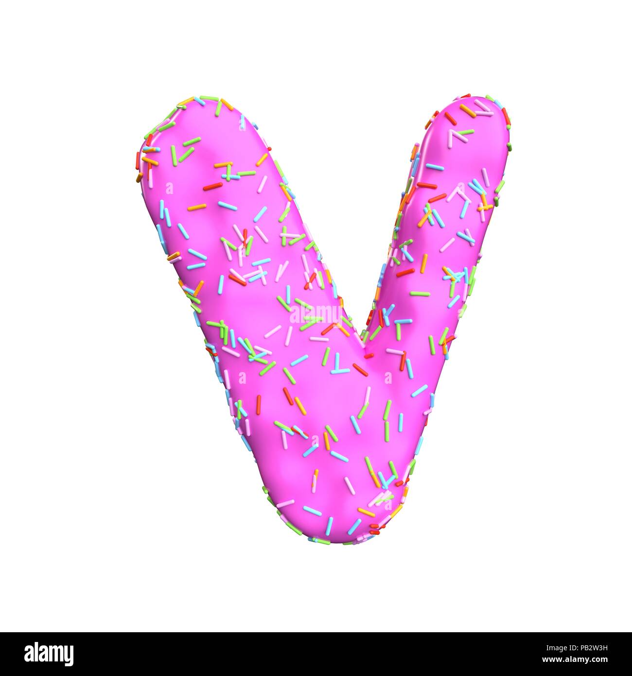 Pink sugar sprinkle letter V Isolated on white background Stock Photo ...