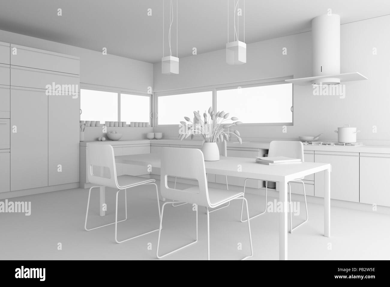 Interior design modern kitchen model Stock Photo - Alamy
