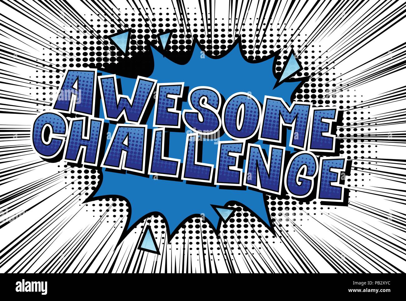 Awesome Challenge - Comic book style word on abstract background Stock ...